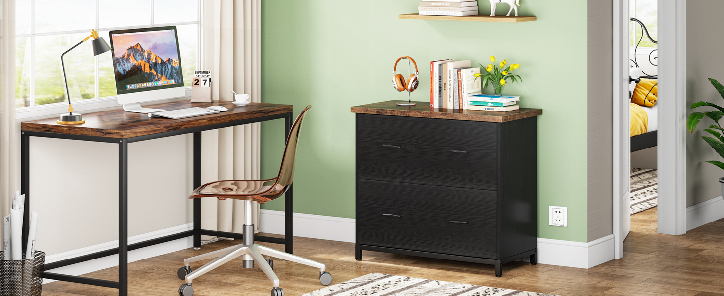 Amazon.com: Tribesigns 2-Drawer File Cabinet, Wood Lateral Filling Cabinet Printer Stand Office ...