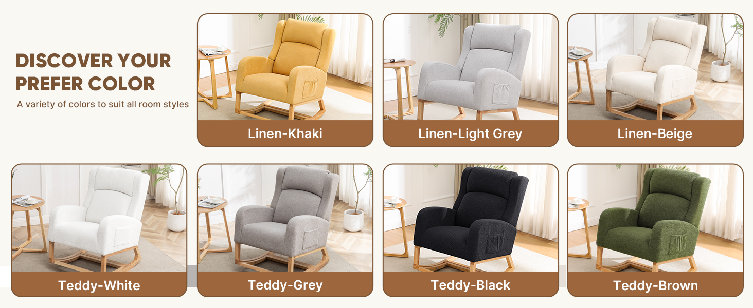 Amazon.com: HCHAIRH Rocking Chair Nursery, Nursing Rocking Chairs for Mom Nursery, Comfy ...