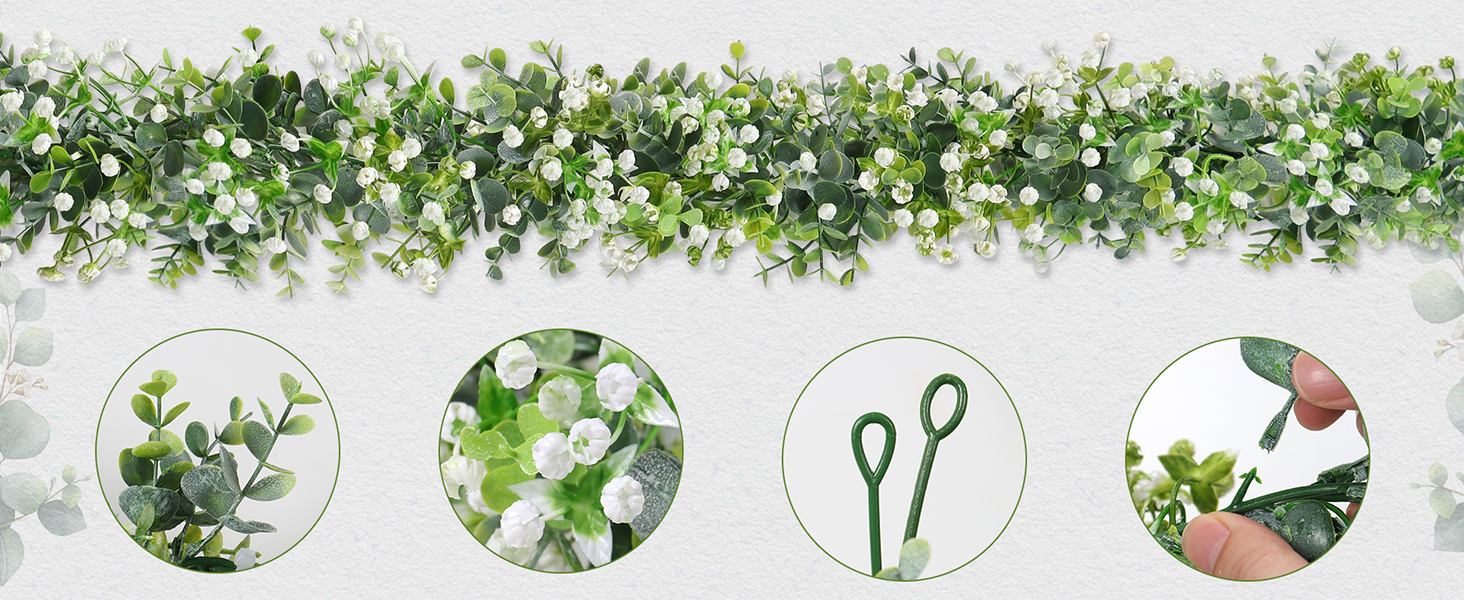 Amazon.com: SOMYTING Artificial Eucalyptus Garland 2 Packs 6Ft Faux Eucalyptus Garlands ...