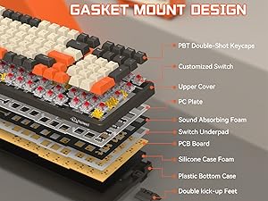 Amazon.com: FREEWOLF RK-K8 Wireless Mechancial Gaming Keyboard Hot-Swappable with Rainbow ...