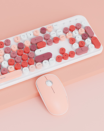 Amazon.com: Cute Retro Wireless Keyboard and Mouse Combo with Round Key ...