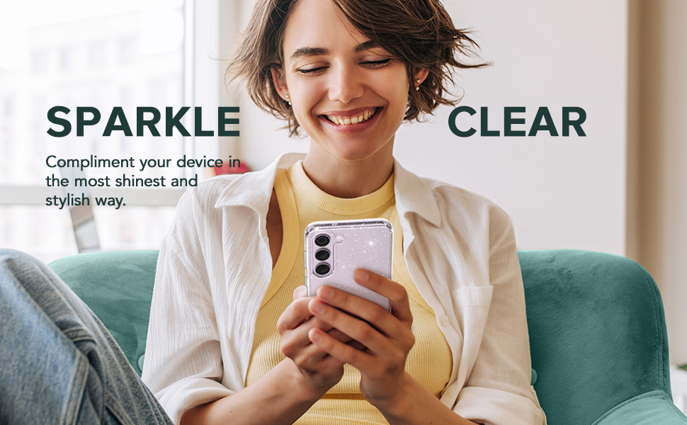 Amazon.com: KIOMY Glitter Clear Case for Samsung Galaxy S23 5G with Diamond Sparkle Camera Lens ...