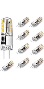 Joutameili 10 Pack G4 LED Bulb 12V AC DC 2.5W Bi-Pin Base G4 Bulb 20W 30W T3 LED Halogen Lights ...