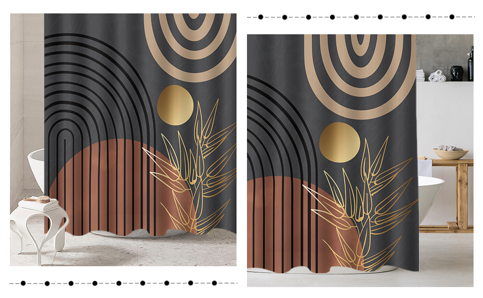 Amazon.com: KOMLLEX Chic Abstract Shower Curtain for Bathroom Decor Boho Leaves Tropical Mid ...