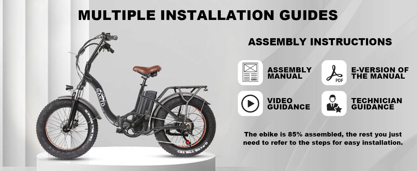 Amazon.com : NAKTO 20" Electric Bike for Adults, Fat Tire E-Bike with 1000W Powerful Rear Hub ...