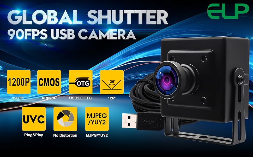 Amazon.com: ELP Global Shutter USB Camera - Wide Angle Webcam for Computer & Laser Engraver ...