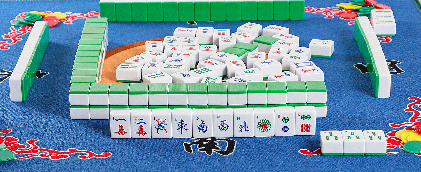 Amazon.com: GUSTARIA Chinese Mahjong Game Set, Large (1.5") 144 Numbered Green Tiles, 2 Spare ...
