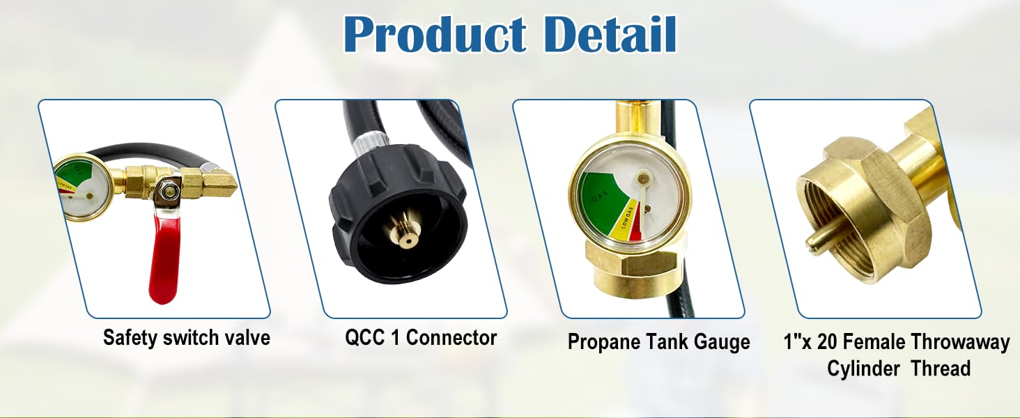 Amazon.com : Runtticoon Propane Refill Adapter for 1 lb. Tanks,Upgraded 3 FT/36'' Propane Tank ...