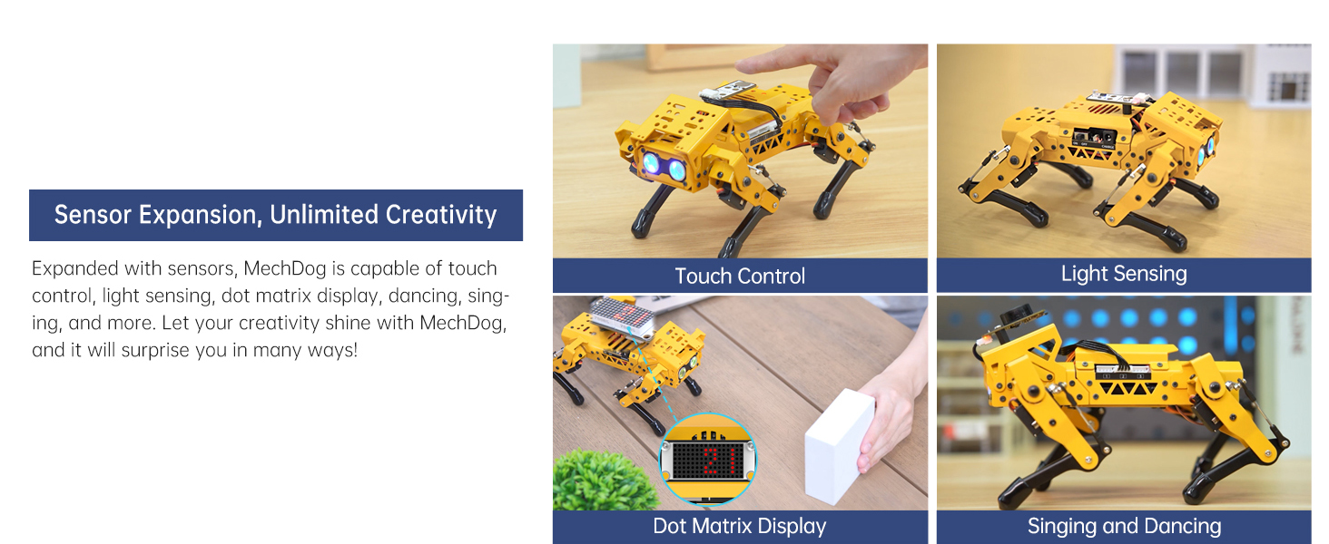 Amazon.com: MechDog Robot Dog for Arduino Python Scratch microbit Starter Robot Kit AI Vision ...