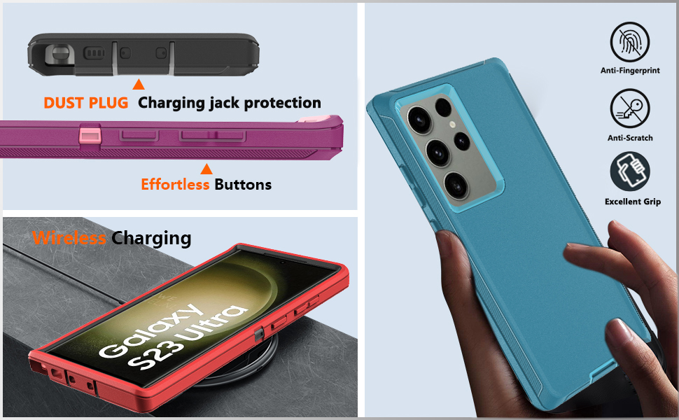 Amazon.com: HONG-AMY for Samsung Galaxy S23 Ultra Case, S23 Ultra Case with Self Healing ...