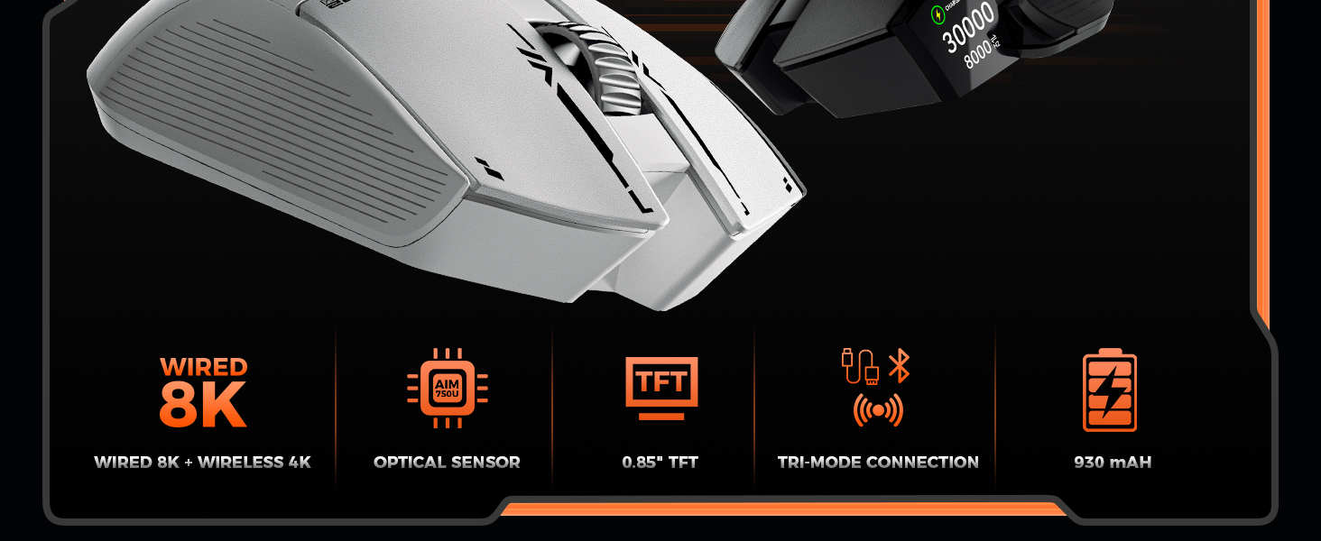 Amazon.com: DAREU A980PROMAX Wireless Gaming Mouse-4K/8K Polling-30K DPI Optical Sensor-0.85 ...