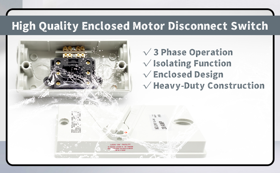 Enclosed Motor Disconnect Switch, 3 Phase Heavy Duty Isolating Switch Breaker Box IP65 ...