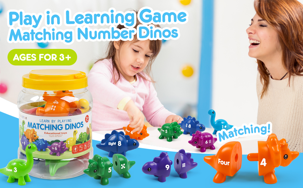 Amazon.com: USATDD Numbers Matching Dinosaur Toy 1-10 Counting Sorting ...
