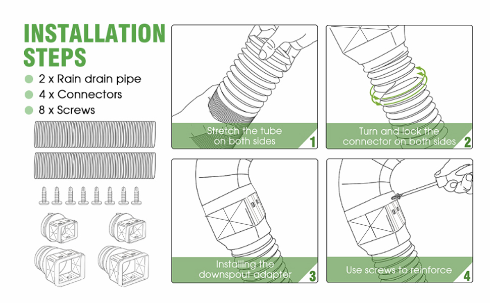2 Pack Flexible Rain Gutter Downspout Extensions,Drain Downspout ...