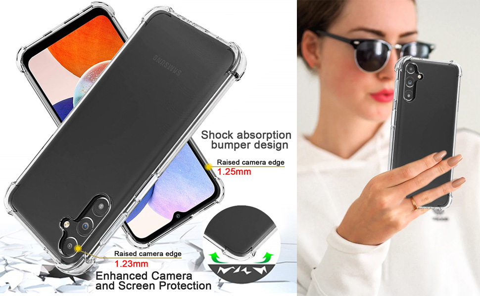 Amazon.com: Aozuoton Samsung A14 5G Clear Case - Slim Soft TPU, Shockproof, Screen Protector ...