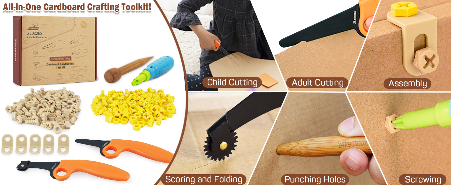 Amazon.com: ZLemma Cardboard Construction Kit - 425 PCS Kids Building ...