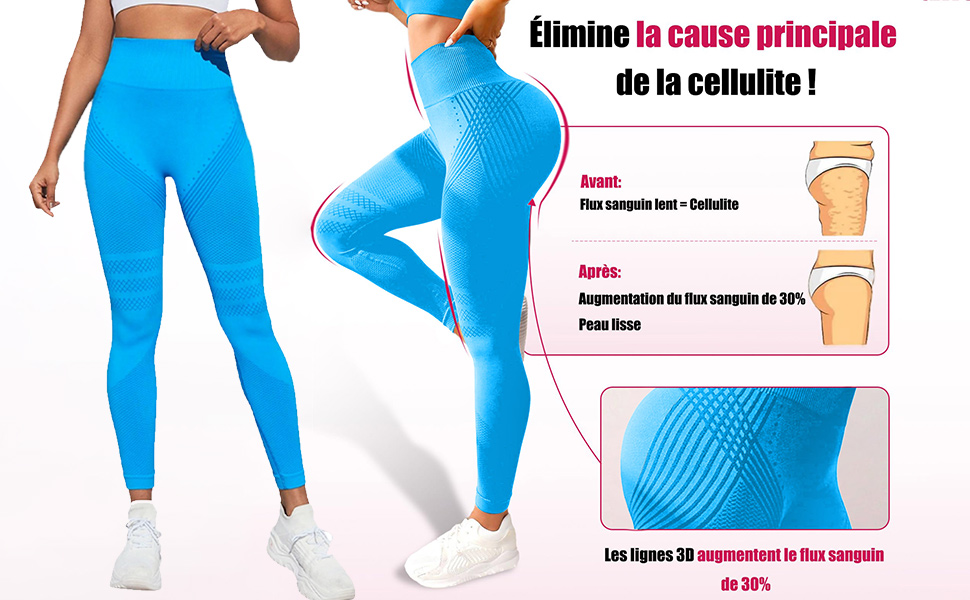 Leggings à Compression 3D Anti Cellulite amaigrissant Minceur Leggings Femme Taille Haute sans ...