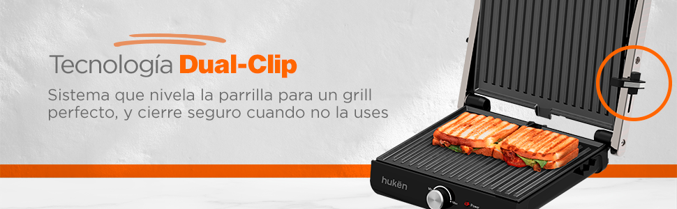 Hukën x MasterChef | Parrilla Panini Grill+ 2 en 1 | Prensa Eléctrica y Plancha Antiadherente ...