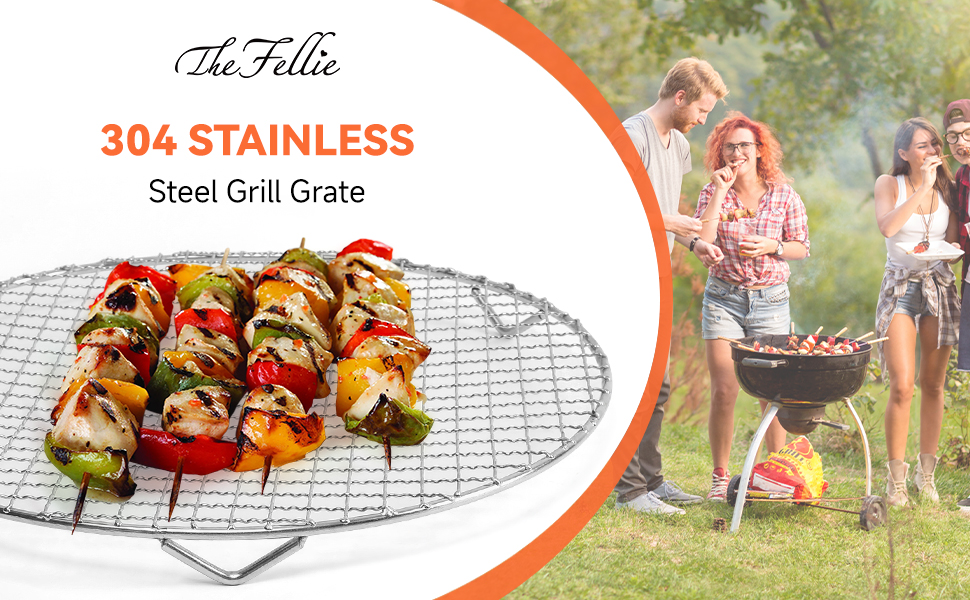 The Fellie BBQ Grill Grate, 304 Stainless Steel Replacement Round Cooking Mesh, Cooling Rack ...