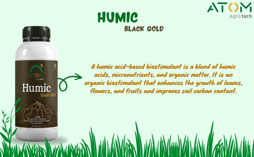 ATOM AGROTECH Humic Acid Liquid Growth Promoter,Root Growth Promoter for All Crops,Nurture The ...