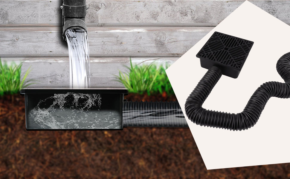 Eysbiy Square Gutter Downspout Extensions, No Dig French Drain Low ...