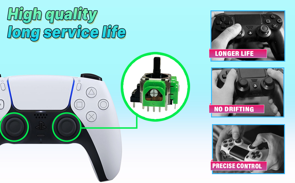 Amazon.com: 3D Analog Joystick Replacement for PS4/PS5 Controller - Hall Effect Sensor, Never ...