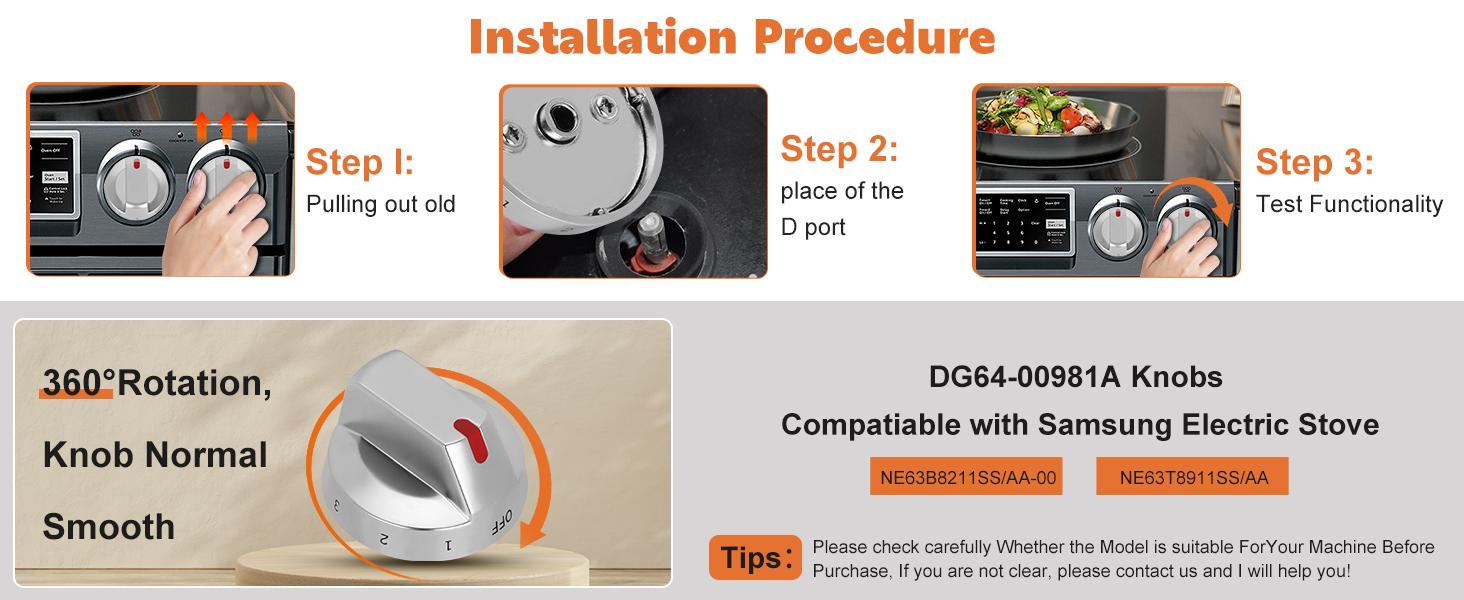 Amazon.com: NE63B8211SS Electric Range Knobs(4pcs), DG64-00981A Range Burner Knob for Samsung ...