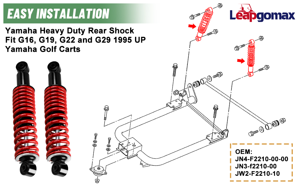 Amazon.com: Yamaha Golf Cart Shocks Rear Heavy Duty Absorber with Sprigns for Yamaha Gas and ...
