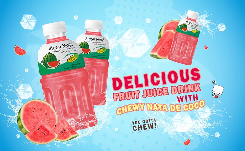 Amazon.com : Mogu Mogu Drink Watermelon Juice (6 Bottles) Delicious drinks made with fruit juice ...