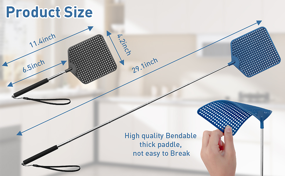 Amazon.com: HDAJY Telescopic Fly Swatters 2 Pack, Upgrade Plastic Flyswatter, Fly Swatter Heavy ...