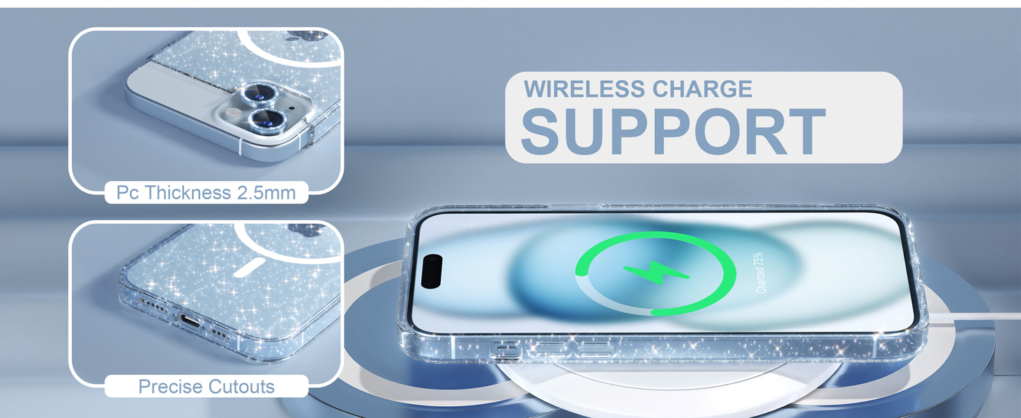 Amazon.com: Choiche Compatible for iPhone 15 Case Magnetic, Women Clear Glitter Bling Sparkly ...