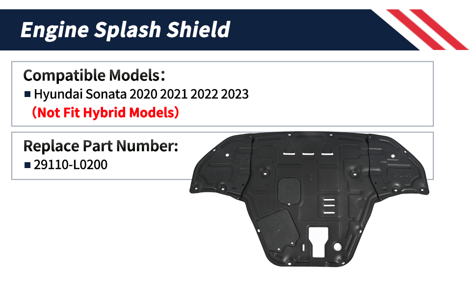 Amazon.com: Promrmr Engine Splash Shield Guard Heavy-Duty PVC for Hyundai Sonata 2020-2023 (Not ...