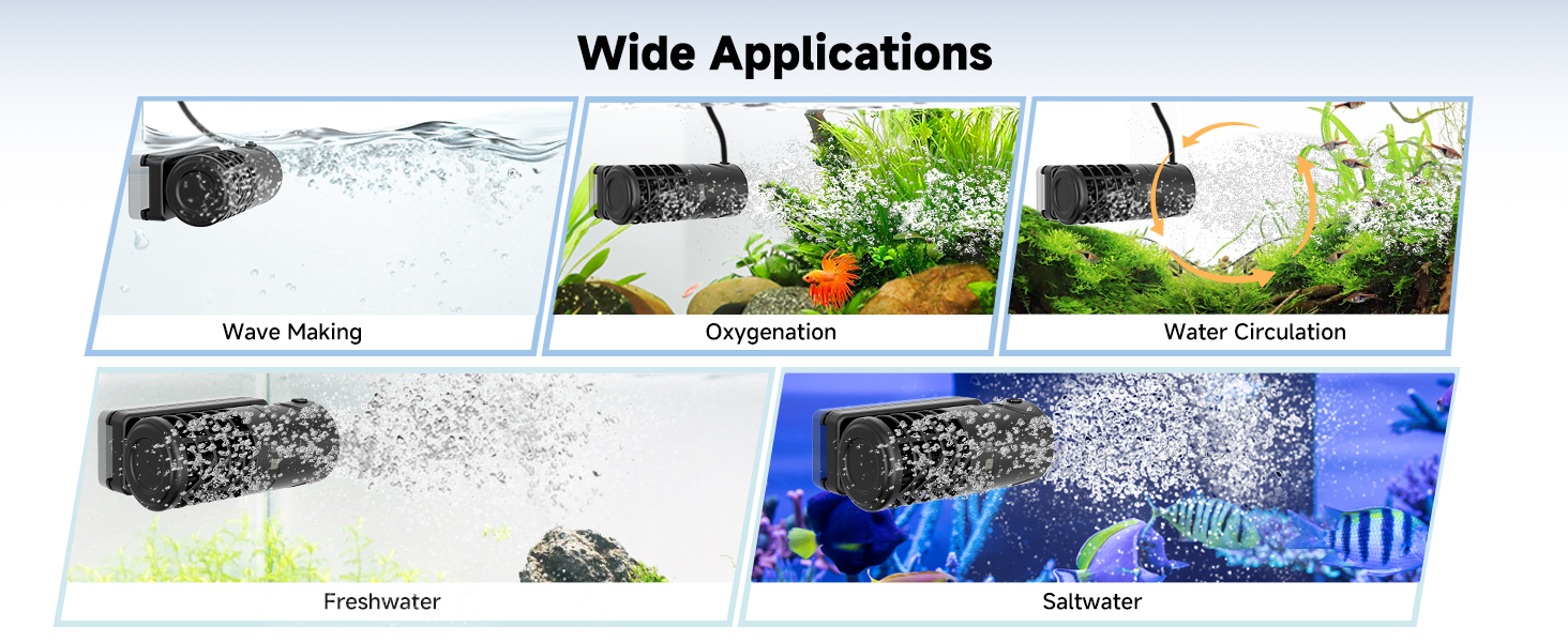 AQQA Aquarium Wave Maker Pump,Magnetic Aquarium Circulation Pump with Controller, Quiet Fish ...