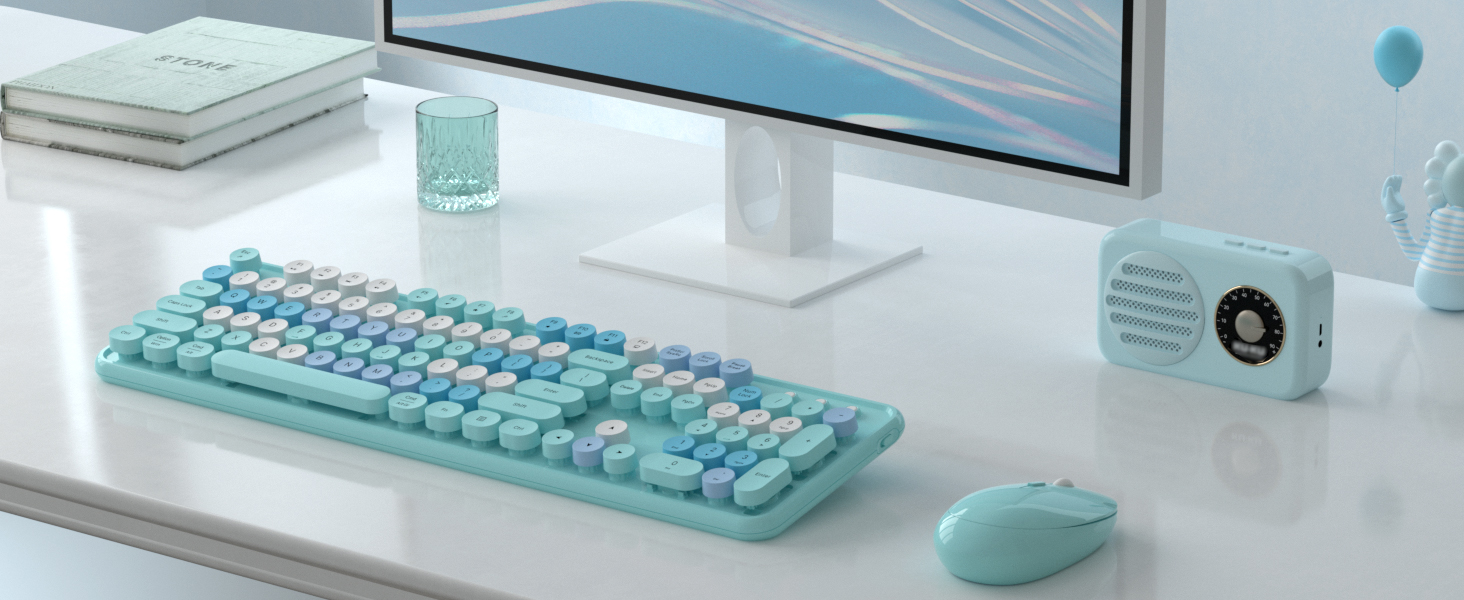 Links9 Wireless Keyboard And Mouse Full Size Retro