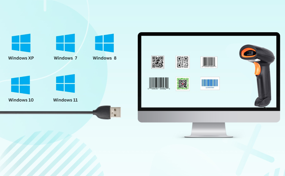 helett HT410 Barcode and QR 2D &1D Wired Handheld Indicator with Induction scanning and Suffix ...