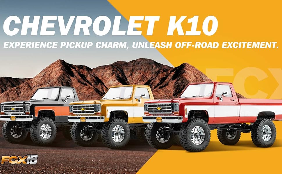Amazon.co.jp: FMS 1:18 FCX18 CHEVROLET K10 RCオフロードクローラー 技適認証済 オフロードカー RCラジコンカー RTRセット GM公式ライセンス ...