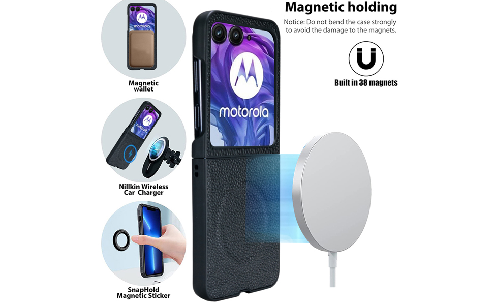 Amazon.com: Hiooloon for Motorola Razr Plus 2024 Leather Case with Screen Protector, Compatible ...