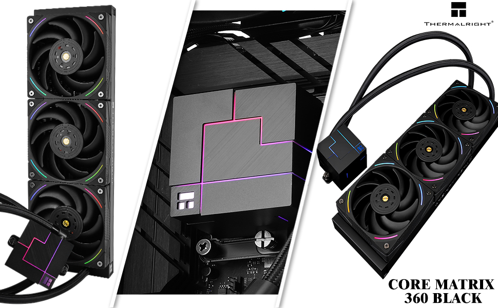 Thermalright Core Matrix 360 Black CPU Liquid Cooler with 120mm PWM Fan,360 Black Cold Row ...
