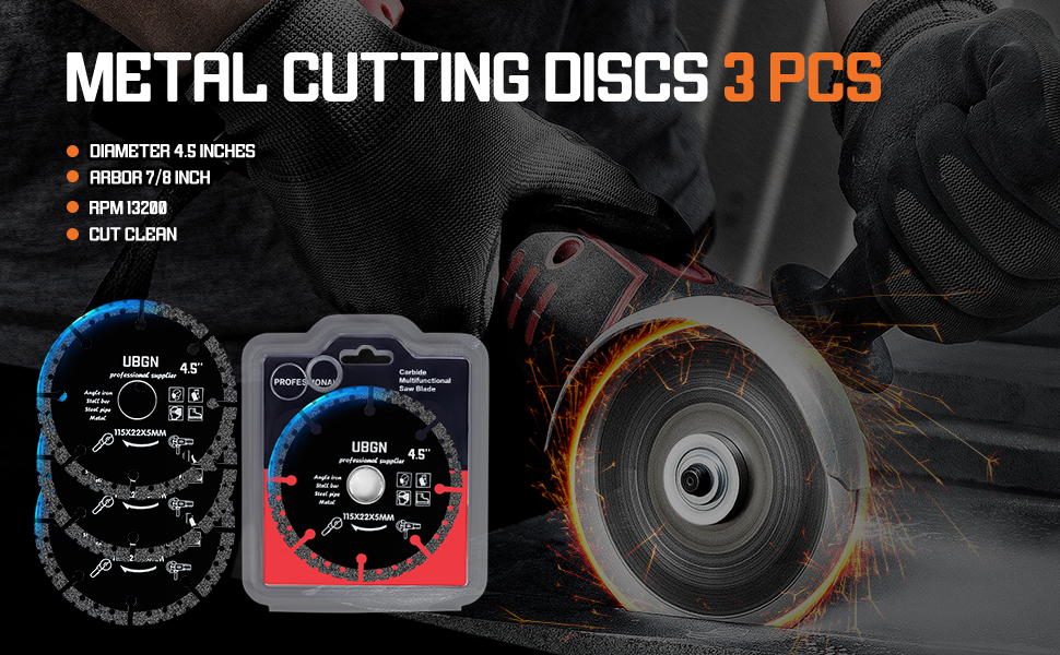 3 Pcs Diamond Cut Off Wheels 4.5 Inch, Metal Cutting disc with 7/8" Arbor, Angle Grinder Cutting ...