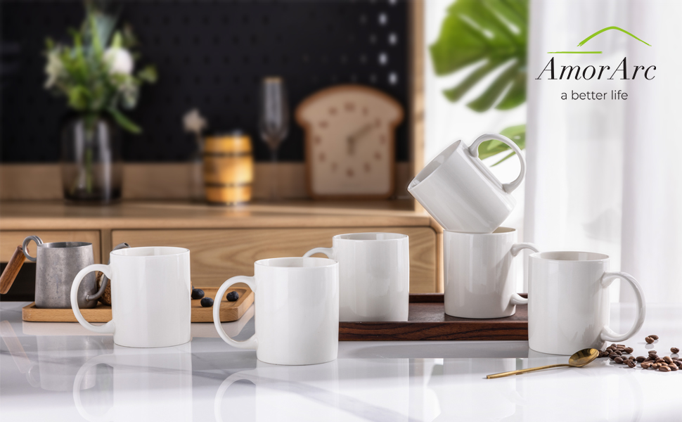 Amazon.com: AmorArc 12oz Off White Coffee Mugs, Ceramic Coffee Mugs ...
