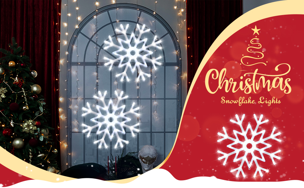 Amazon.com: 2 Pcs 16 Inch LED Christmas Snowflake Lights Cool White ...
