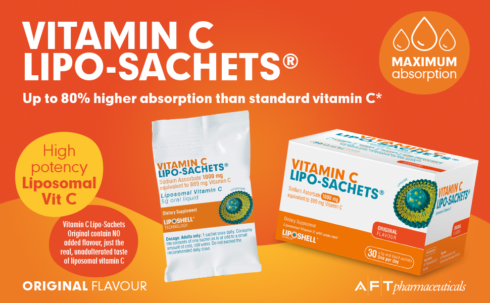Lipo-Sachets Liposomal Vitamin C - 1,000mg Per Serving for Immune and Collagen Support - High ...
