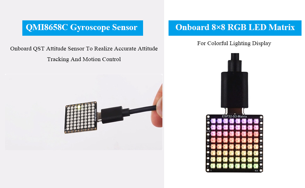 Amazon.com: ESP32-S3 Matrix ESP32 S3 Development Board with 8×8 RGB LED ...