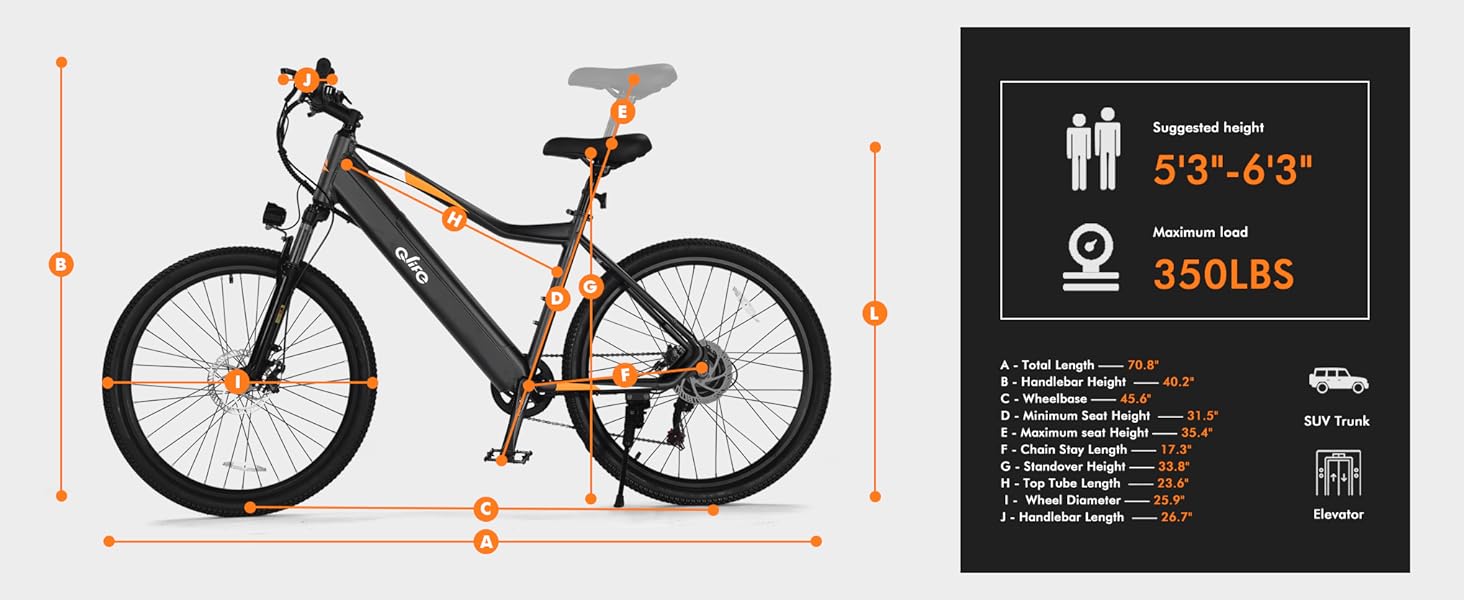 Amazon.com : Qlife Cityone Electric Bike for Adults 26" Ebike with 2.1" Tire,Built-in Removable ...