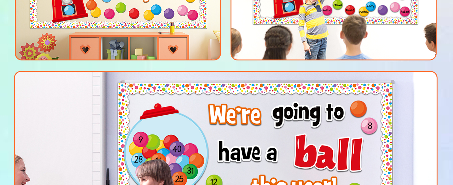Amazon.com: Naozinebi Gumball Machine Bulletin Board Set Colorful ...