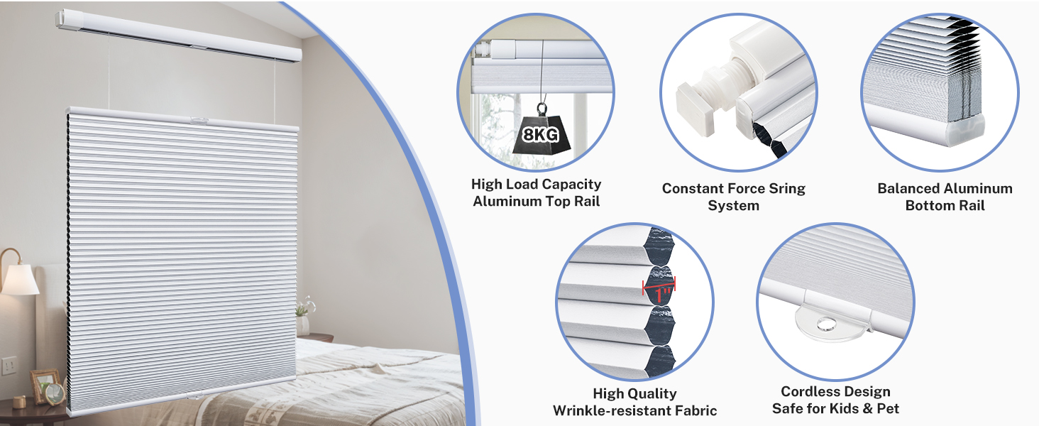 Amazon.com: UrMoon Top Down Bottom Up Cellular Shades No Tools No Drill ...