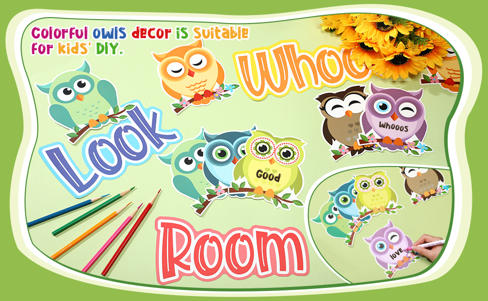 Amazon.com : TaoBary 70 Pcs Owl Bulletin Board Decorations Set Owl ...