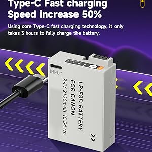 Amazon.com: Mspalocell LP-E8 Battery, 2 Pack Rebel T3i Battery LP-E8 USB Direct Charging ...