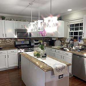 Modern Farmhouse Pendant Light with Metal Cage, One-Light Adjustable ...