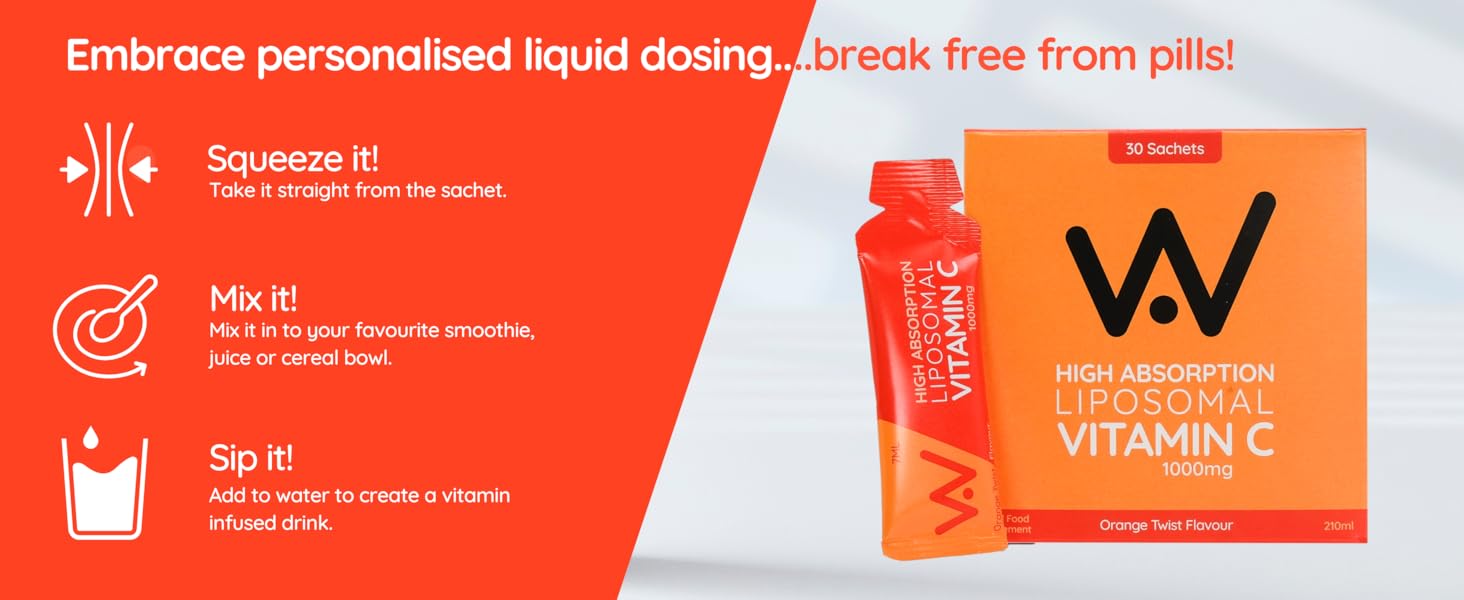 WELL ACTUALLY Liposomal Vitamin C 1000mg Sachets - High Strength Liquid Liposomal Vitamin C ...